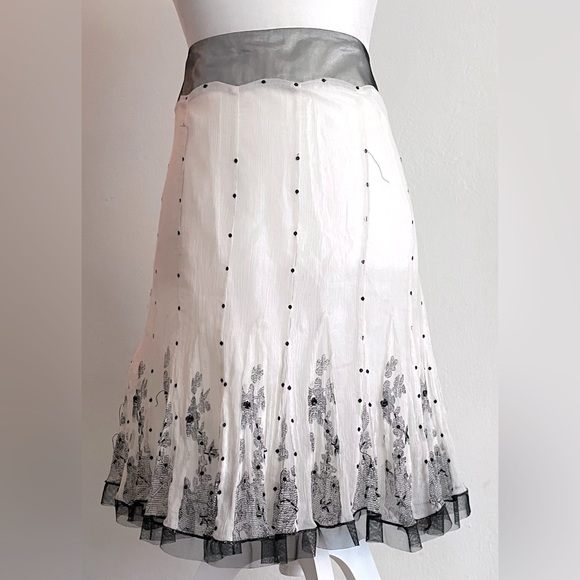 Forever 21 | Skirts | Vintage F2 Beaded Silk Midi Skirt W Mesh Waist Band | Poshmark